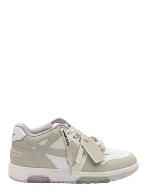 Off-White Out Of Office Arrow-Detail Calfskin Sneakers Neutrals
