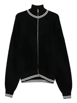 JIL SANDER Zip-front Ribbed-trim Cardigan - Black