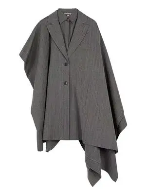 Ports 1961 Pinstripe Asymmetrical Cape Coat - Grey