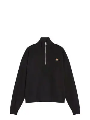 Maison Kitsuné Profile Fox-embroidered Half-zip Sweatshirt - Black