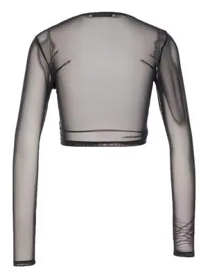 MAR DE MARGARITAS Mesh Crew-neck Top - Black
