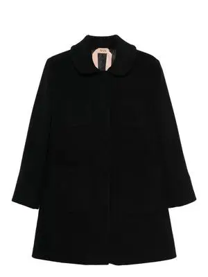 N°21 Peter Pan Collar Patch-pocket Coat - Black
