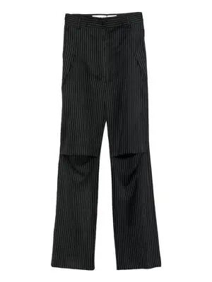 ALMAZ Pinstripe Split-knee Trousers - Black