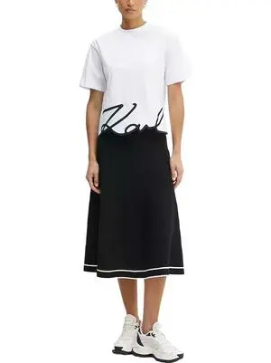 Karl Lagerfeld A-line Ribbed Knit Skirt - Black