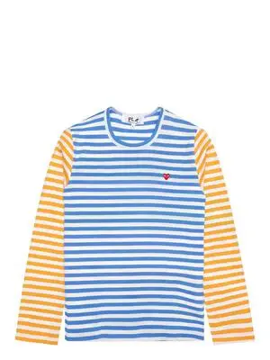 Play Comme Des Garcon Striped Long-sleeve T-shirt - Blue