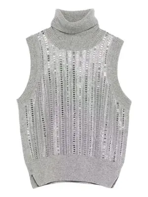 Ermanno Scervino Sequin-embellished Sleeveless Top - Grey