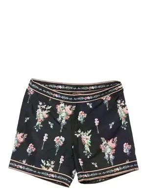 Camilla Floral-print Swim Shorts - Black