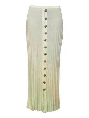 Christopher Esber Pleated Buttoned Maxi Skirt - White