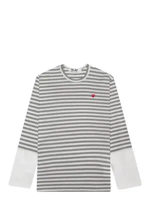 Play Comme Des Garcon Striped Long-sleeve T-shirt - Grey