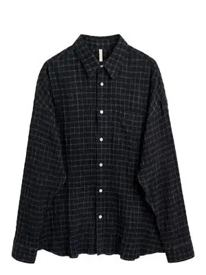 SUNFLOWER Long-sleeve Grid-pattern Shirt - Black