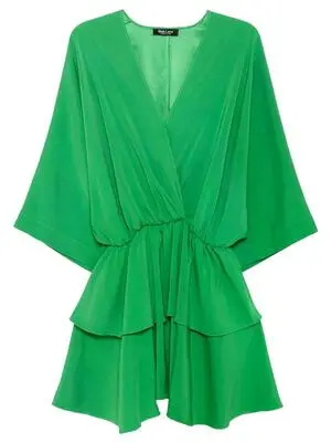 BLAKLACE Draped V-neck Dress - Green