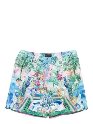 Camilla Graphic-print Swim Shorts - Blue