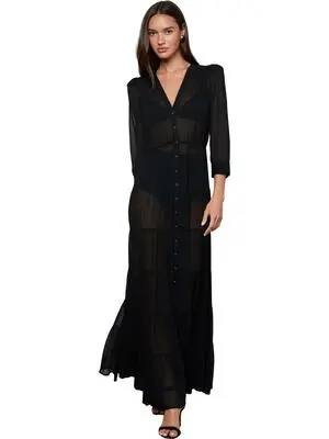 L'Agence Seraphina Tiered Maxi Dress - Black