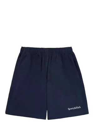 SPORTY & RICH Elastic-waistband Logo Shorts - Blue