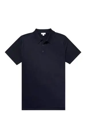 Sunspel Short-sleeve Button Polo Shirt - Blue