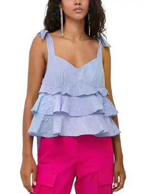 CUSTOMMADE Tie-detail Ruffled Top - Purple