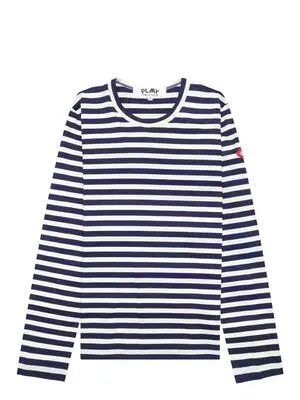Play Comme Des Garcon Comme Des Garçons Play X The Artist Invader Striped T-Shirt Blue