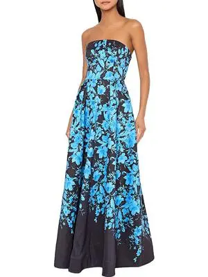 MILLY Winona Floral Dress - Black/blue