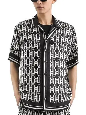 Dolce & Gabbana Short Sleeve Printed Silk Shirt - Charcoal
