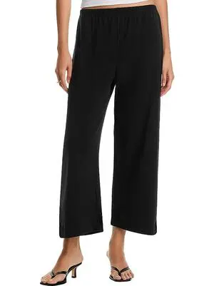 LESET Pointelle Cropped Wide Leg Pants - Black