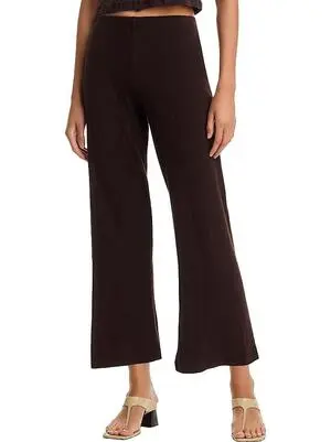 LESET Pointelle Cropped Wide Leg Pants - Choco