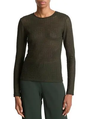 Vince Long Sleeve Crewneck Top - Verde