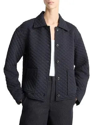 Vince Quilted Collared Jacket - Coastal Blue