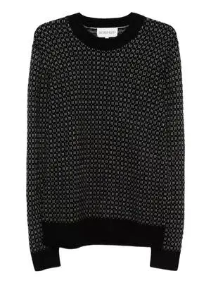 Eric Bompard Geometric-pattern Round-neck Sweater - Black