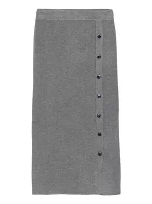 Liu Jo Ribbed Midi Skirt With Button Detailing - Grey