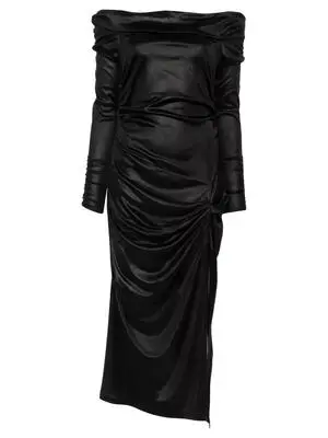 Isabel Marant Off-shoulder Draped Midi Dress - Black
