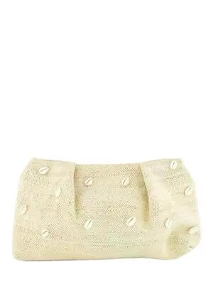 SENSI STUDIO Seashell-embellished Sisal Clutch - White