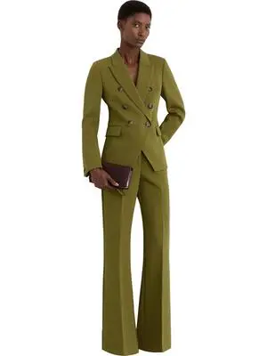REISS Priya Petite Twill Double-breasted Blazer - Chartreuse Green