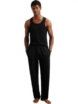 REISS Hugo Cotton Jersey Logo-waistband Joggers With Stretch - Black