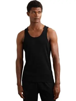 REISS Jaden Stretch-cotton Ribbed Vest - Black