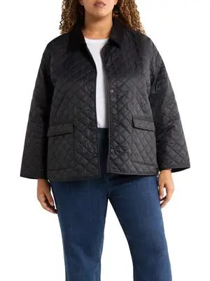 Eileen Fisher Corduroy Collar Quilted Jacket - Black