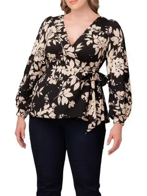 KIYONNA Printed Wrap Top - Vintage Ivory Florals