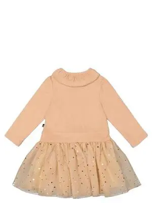 DEUX PAR DEUX Bi-material Dress With Glittering Skirt - Beige