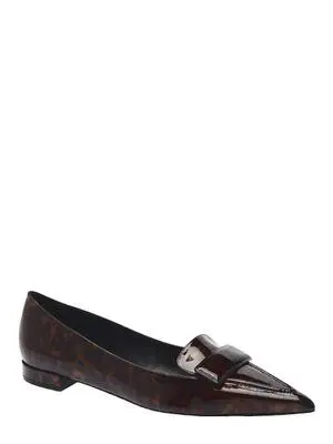 STUART WEITZMAN Sovinnie Patent Loafer Flat Dark Brown