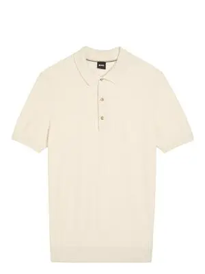 BOSS Fine-knit Cotton-bend Polo Shirt - Beige
