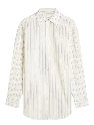 Saint Laurent Logo Stripe-embroidered Cotton Shirt - Multicoloured 1