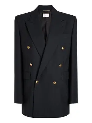 Saint Laurent Double-breasted Wool Blazer - Navy