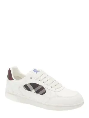Burberry Terrace Mix Check Leather & Canvas Sneakers - Cotton/mahogany