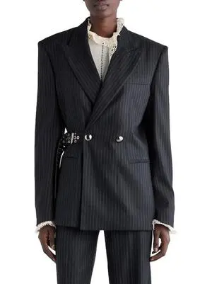 Isabel Marant Nahia Pinstripe Wool-blend Blazer - Black