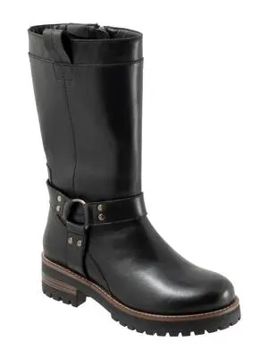 Softwalk Lug Sole Leather Boots - Black