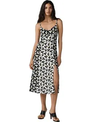 Diane Von Furstenberg Cordelia Midi Dress - Graphic Flower Small White
