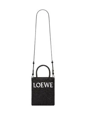 Loewe Standard A5 Raffia Tote Bag Black/white