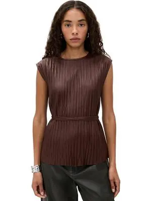 Proenza Schouler White Label Lyra Faux Leather Top - Oxblood