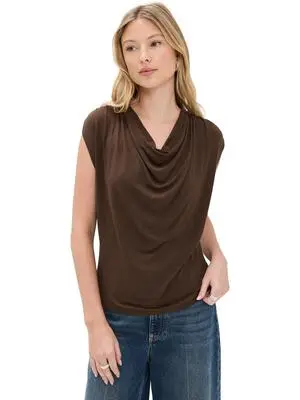 Vince Sleeveless Draped Top - Espresso
