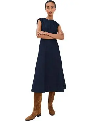 Veronica Beard Dulce Stretch Denim Midi Dress - Midnight Wash