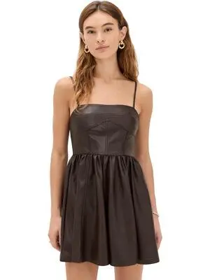 Susana Monaco Faux Leather Corset Flare String Mini Dress - Java
